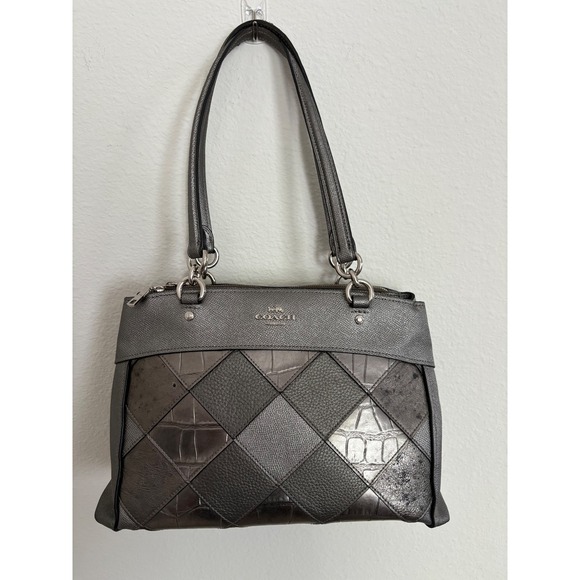 Coach | Bags | Coach Patchwork Leather Satchel Purse Crossbody Bag Gray ...